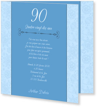 Carte invitation anniversaire 90 ans | bonnyprints.fr