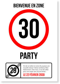Carte invitation anniversaire 30 ans | bonnyprints.fr